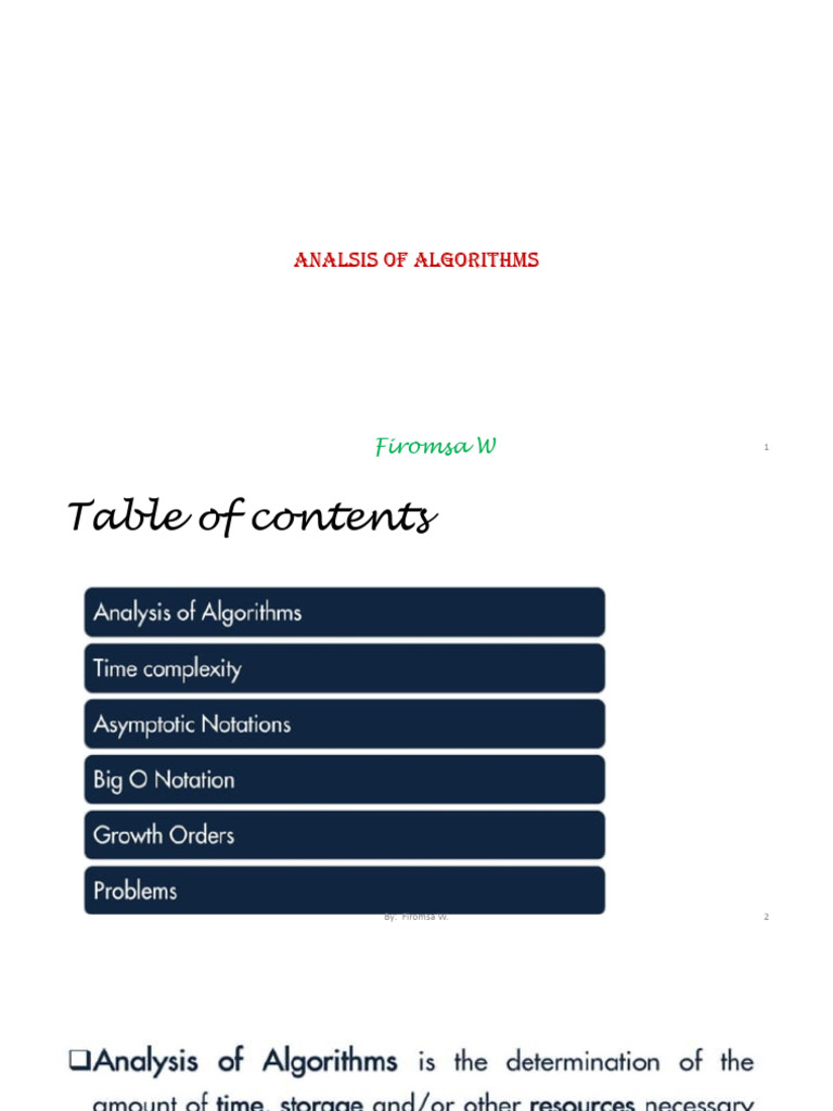 Analysis of Algorithm Concepts | PDF