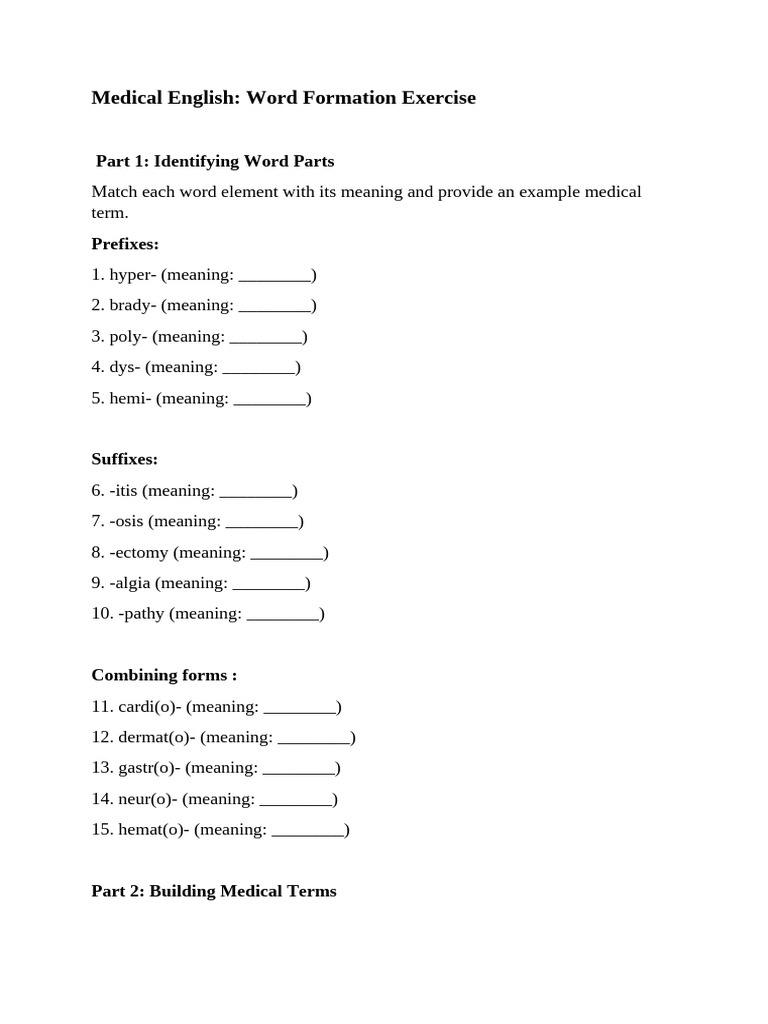 Medical English Word Formation Guide | PDF