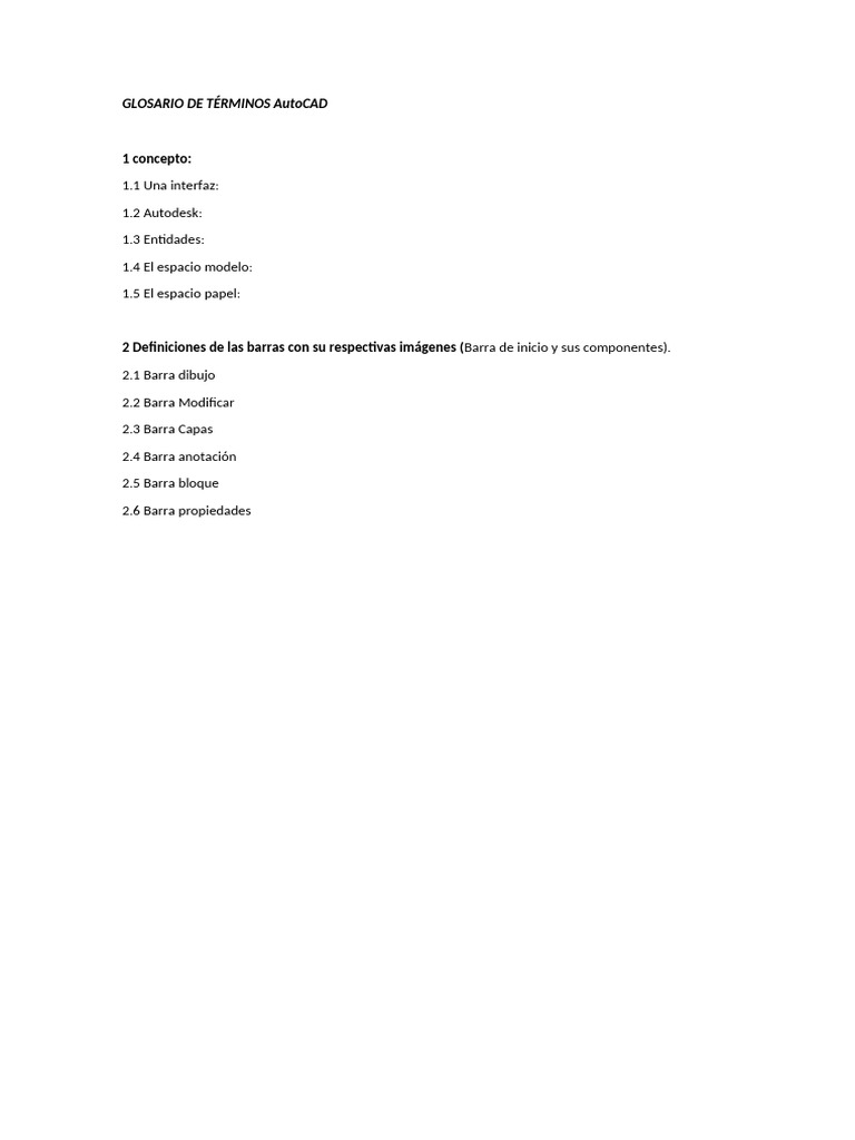 GLOSARIO DE TÉRMINOS Autocad | PDF