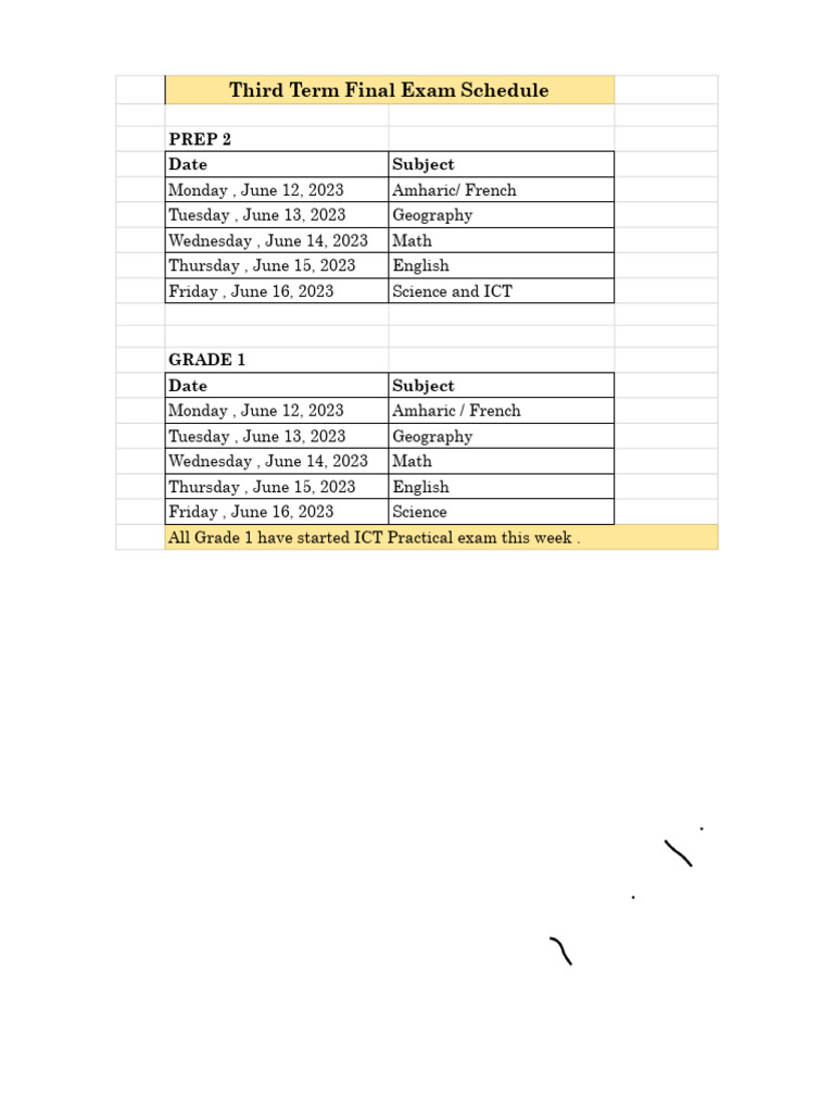 2023 Third Term Exam Schedule | PDF