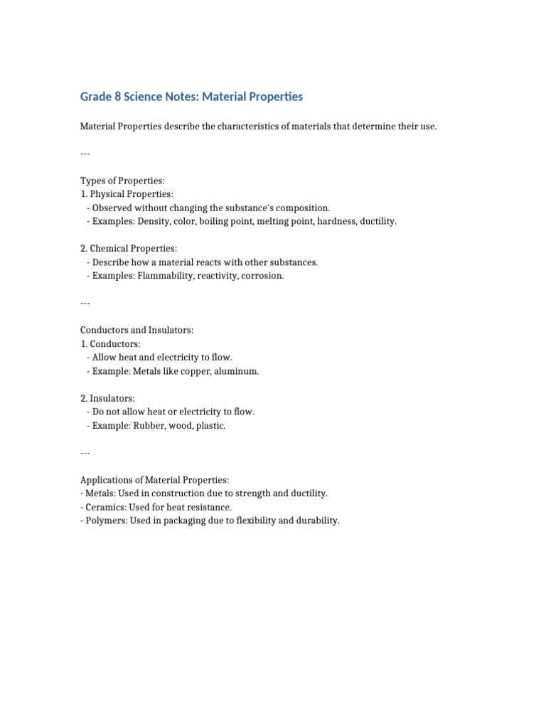Grade 8 Material Properties Overview | PDF