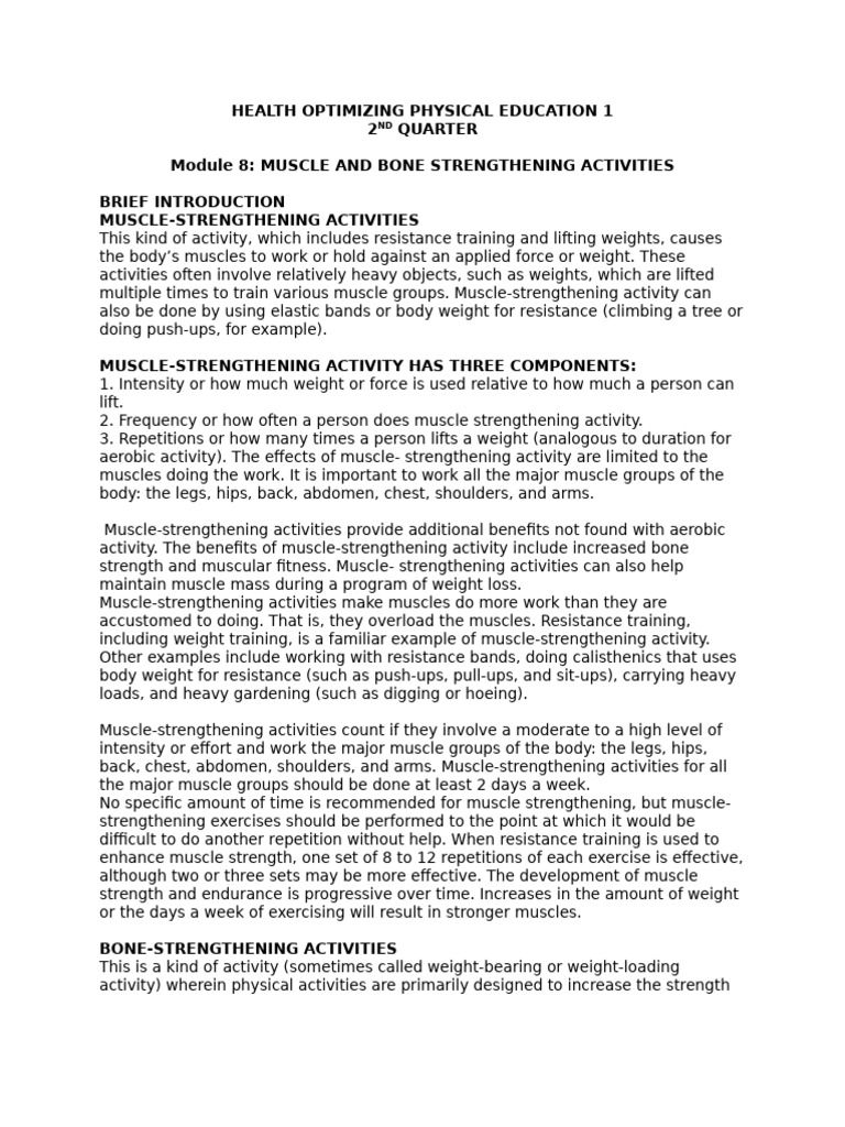 Q2-MODULE-8-HOPE-1 | PDF | Strength Training | Aerobic Exercise Q2-MODULE-8-HOPE-1 | PDF | Strength Training | Aerobic Exercise