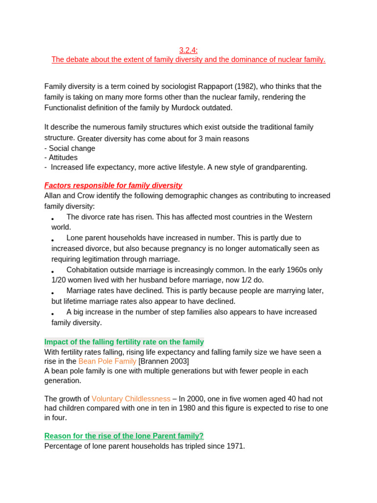 Family Diversity vs. Nuclear Family Debate | PDF | Family | Marriage