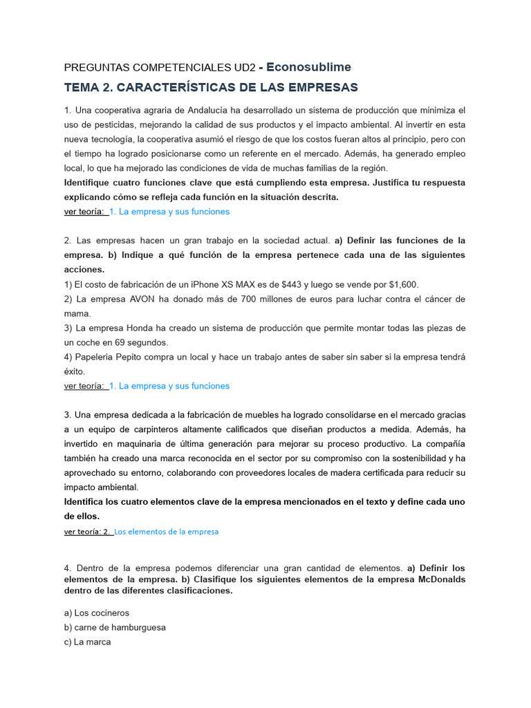 Ud2 - Preguntas Competenciales - Econosublime | PDF | Business | Economias