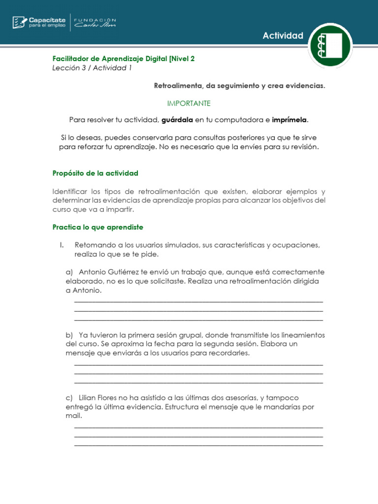 N2 L3.5 Retroalimenta, Da Seguimiento y Crea Evidencias | PDF ...