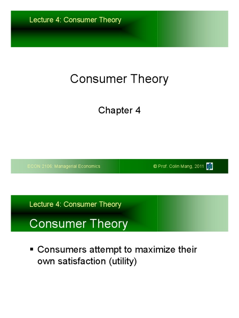 Consumer Theory | PDF | Economics | Utility