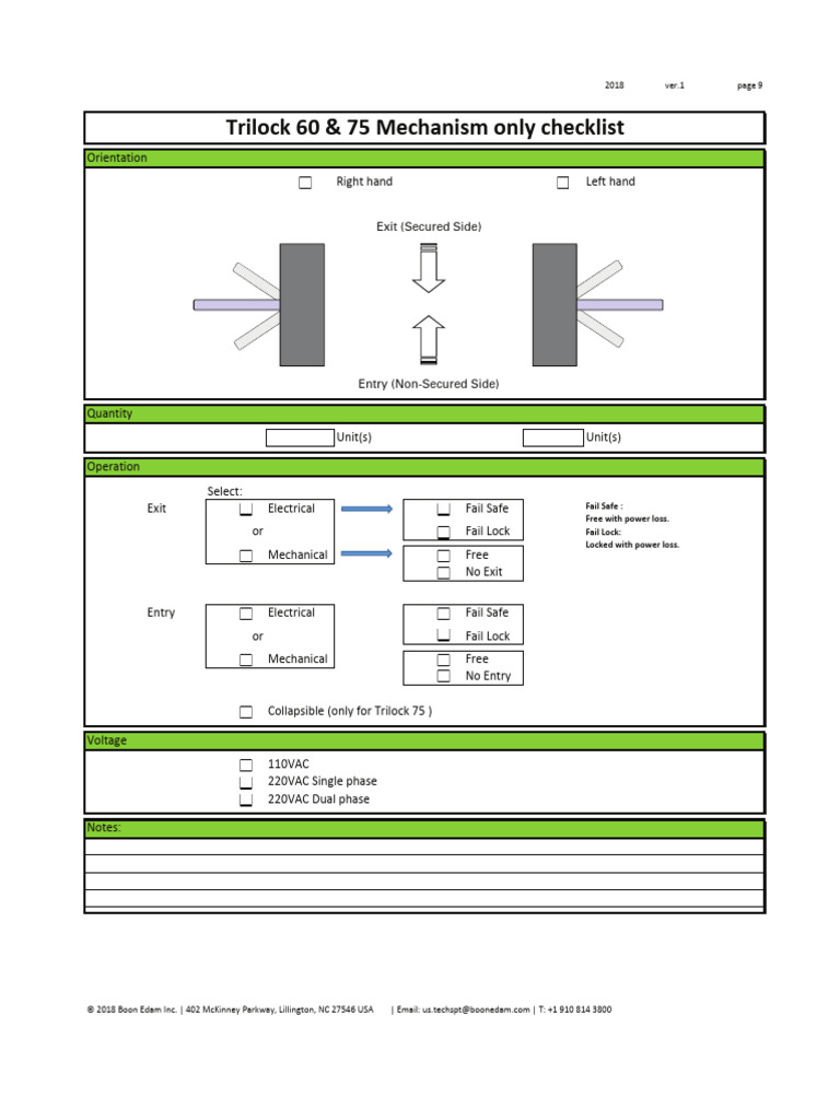 Waist High Mechanism Checksheet | PDF