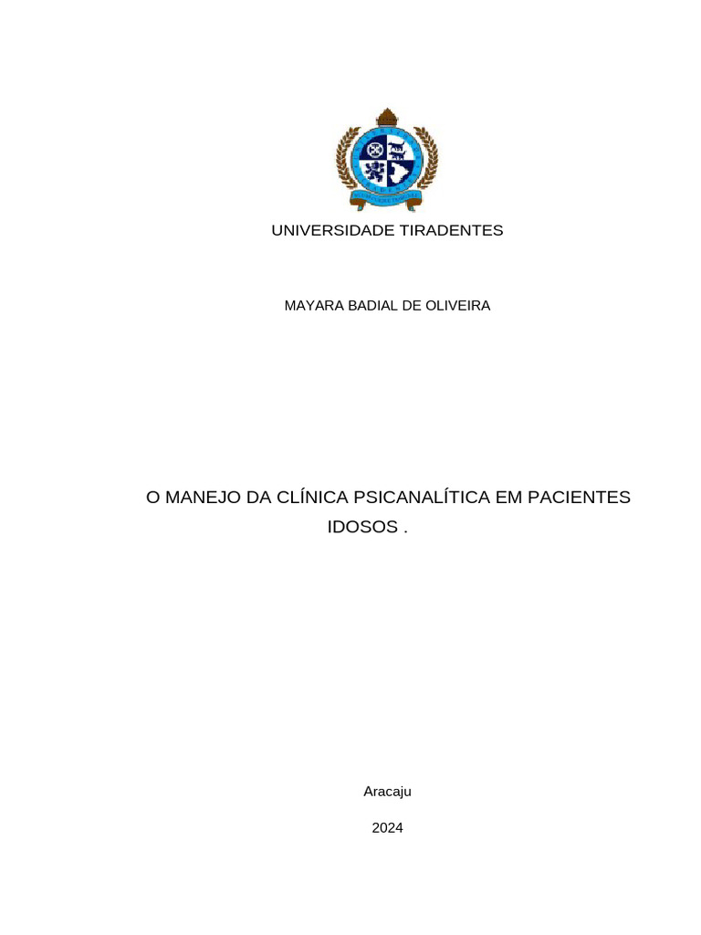 Manejo Psicanalítico com Idosos | PDF | Psicanálise | Envelhecimento