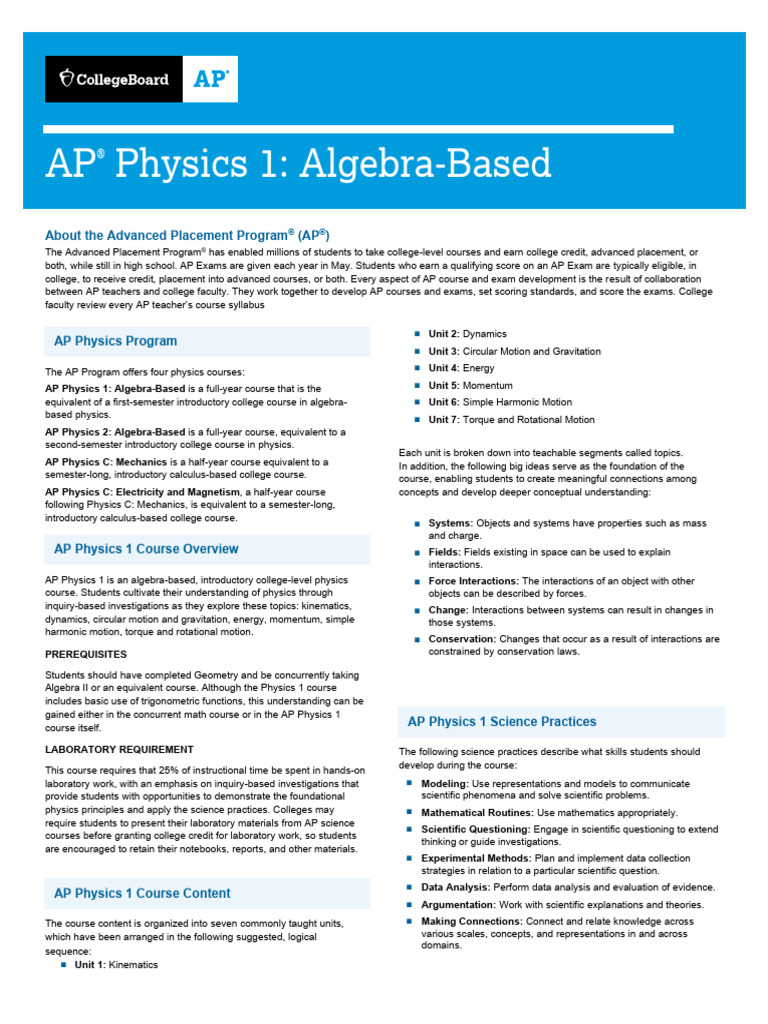 Httpsapcentral.collegeboard.orgmediapdfap Physics 1 Course Overview.pdf ...