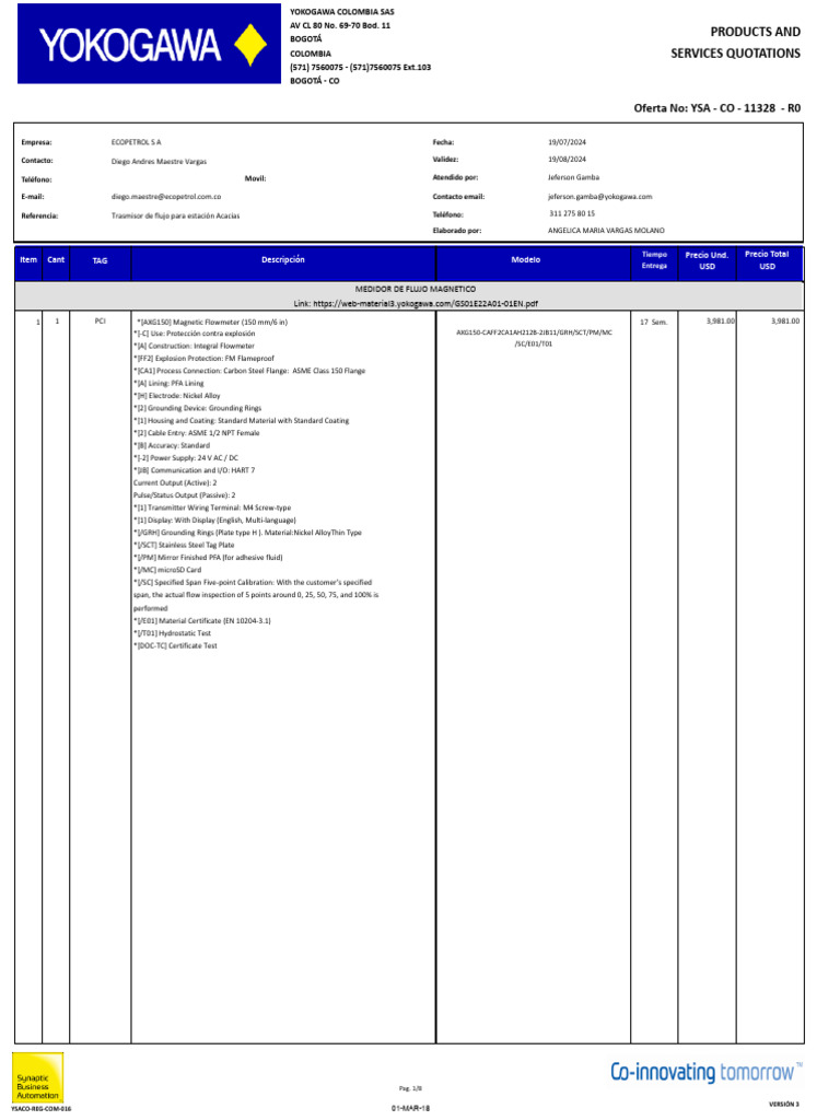 Ysa-Co-11328-R0-Jag-Ecopetrol S.A | PDF | Derecho laboral | Oferta (economía)