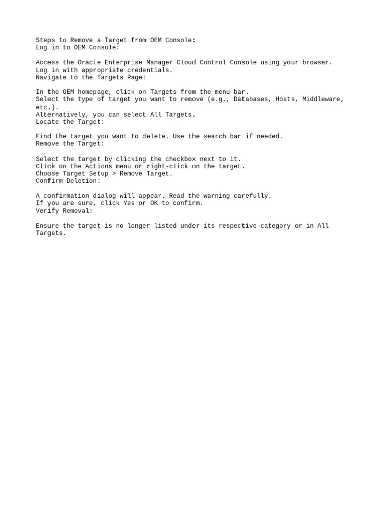 Remove Target from OEM Console Guide | PDF
