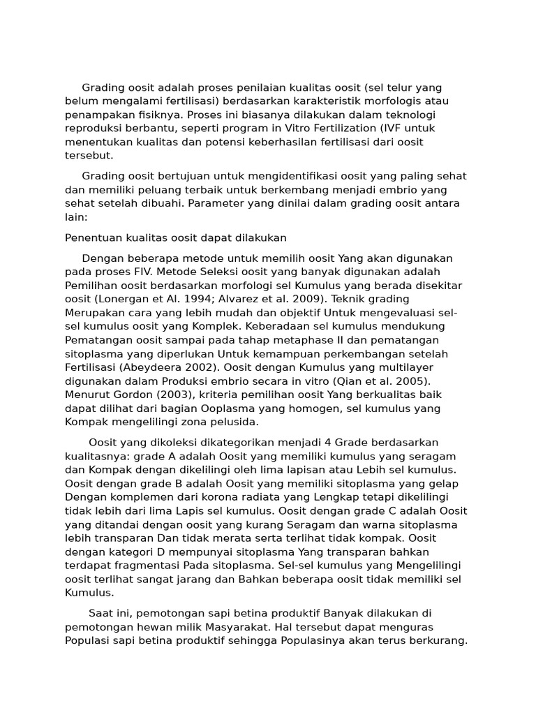 Grading Oosit | PDF