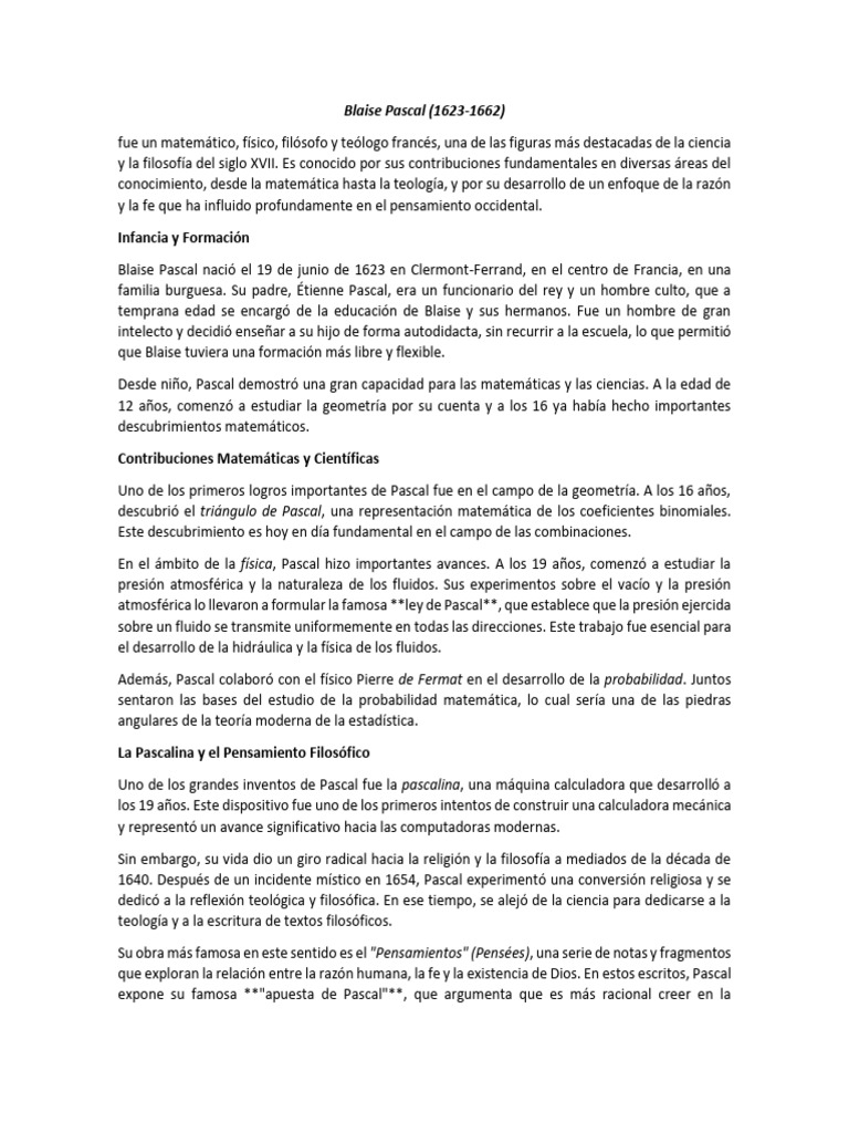 Biografia de Blaise Pascal | PDF
