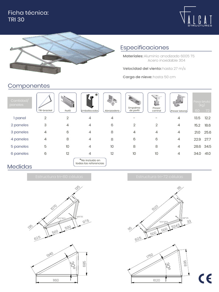 Ficha-Tecnica-Estructura-Inclinada-30-Tri-Bracket-Falcat | PDF | Rieles ...