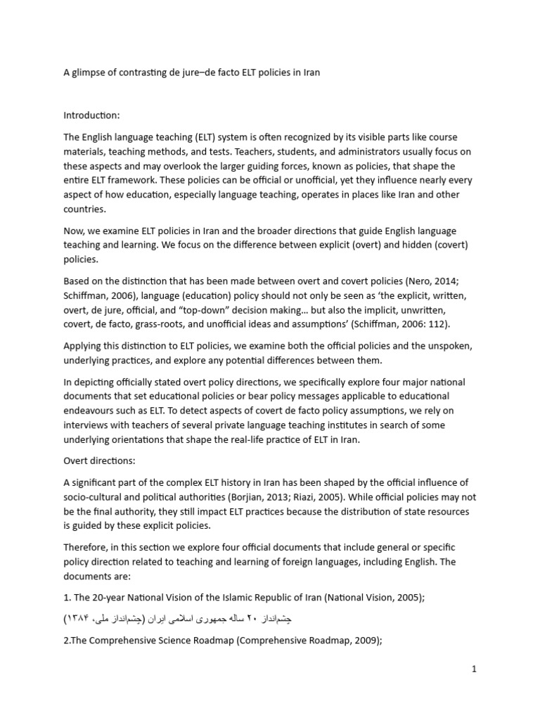 A glimpse of contrasting de jure PRESENTATION | PDF | Teachers | Language Education