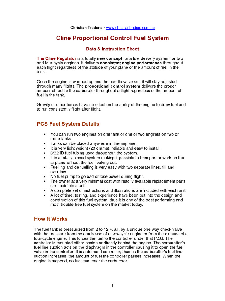 Cline Proportional Fuel System Guide | PDF | Carburetor | Valve