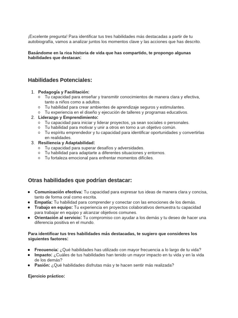 Habilidades y Destrezas | PDF | Iniciativa empresarial | Las emociones