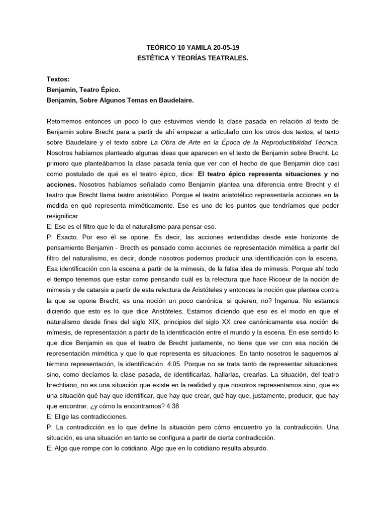 Estética del Teatro Épico de Brecht | PDF | Experiencia | Teatro