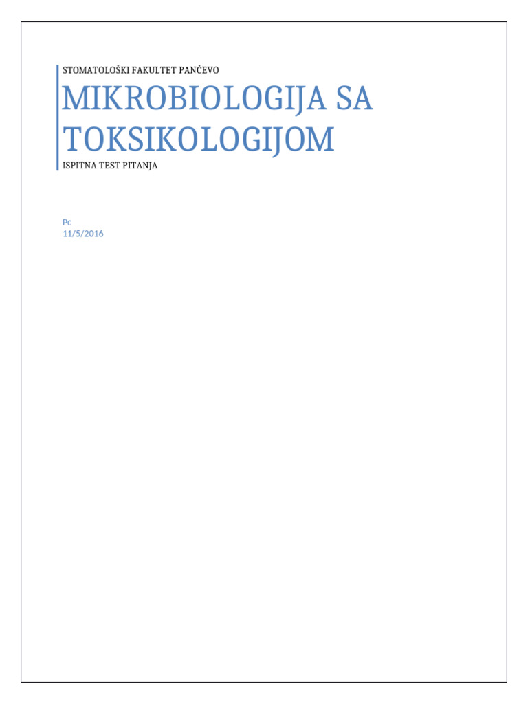 10 Testova Mikrobiologija 1 | PDF