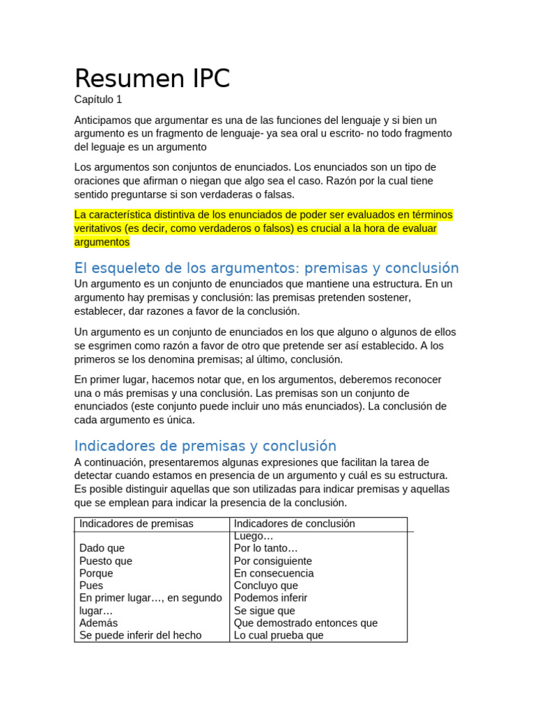 Resumen IPC | PDF | Razonamiento deductivo | Argumento