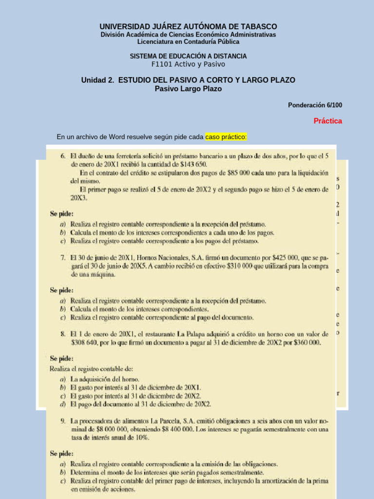15 Practicas Pasivo Largo Plazo Ud2 | PDF