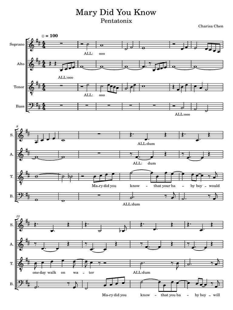 Mary - Did - You - Know 3 | PDF | Vocal Music | Singing