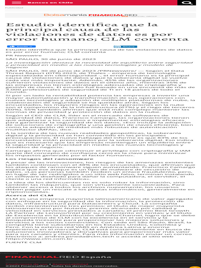 Error humano, principal causa de brechas de datos | PDF | Seguridad de ...