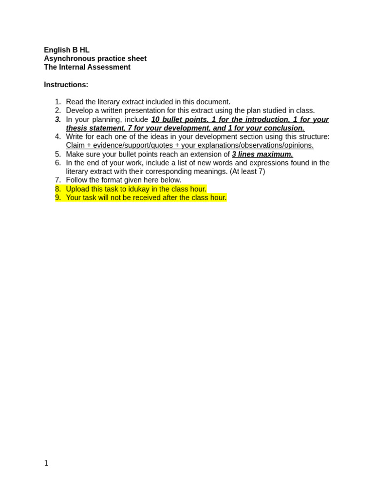 Asynchronous Activity English B HL 3rd Bgu | PDF