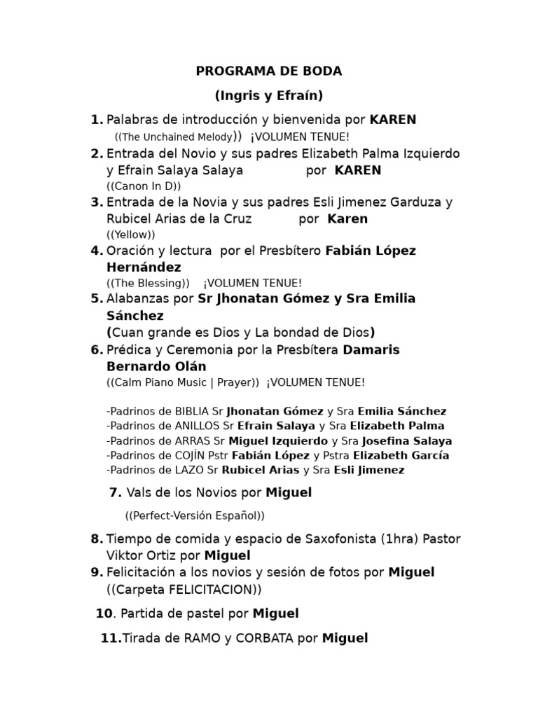 Programa de Boda | PDF