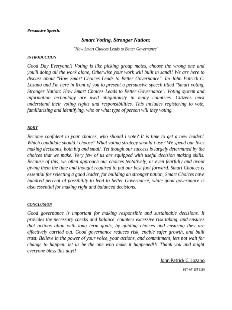 Persuasive Speech | PDF