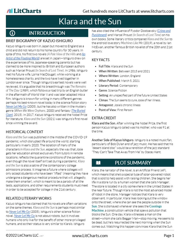 Klara and The Sun LitChart | PDF