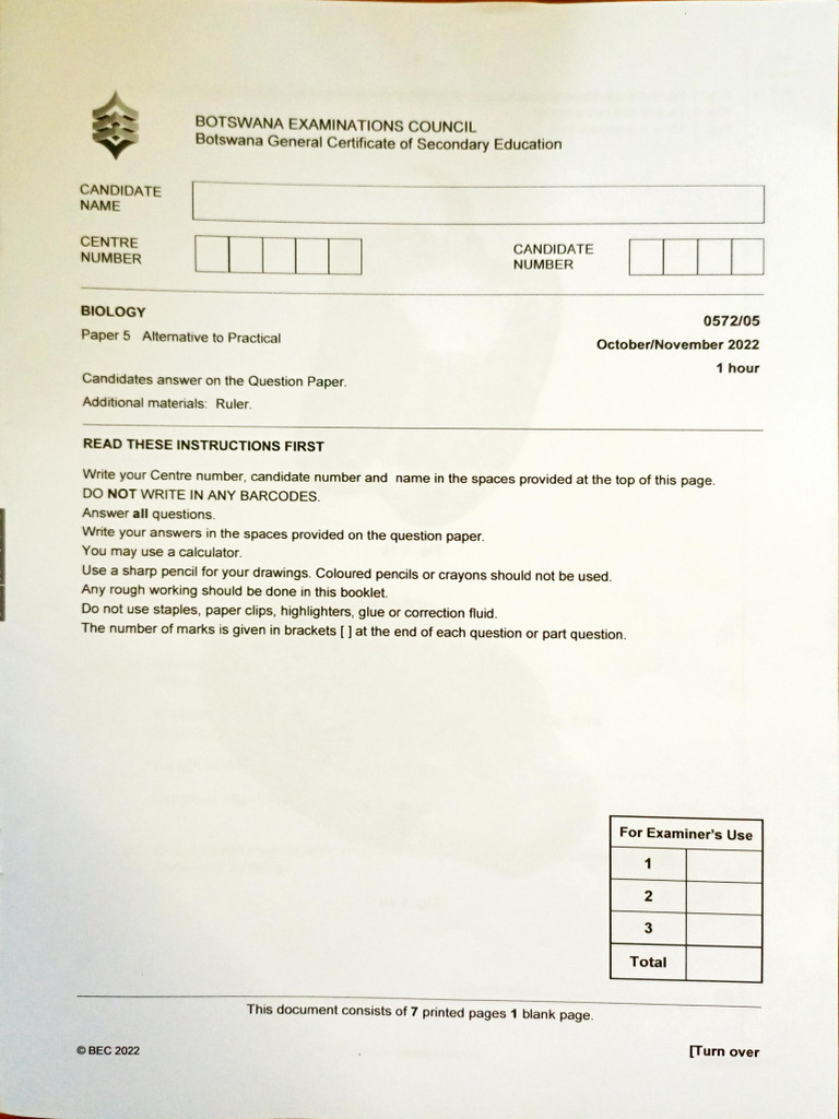 Bgcse Bio 5 2022 | PDF
