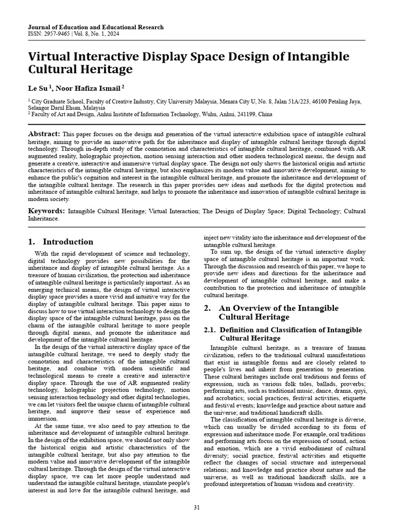Virtual Design for Cultural Heritage Display | PDF | Cultural Heritage ...