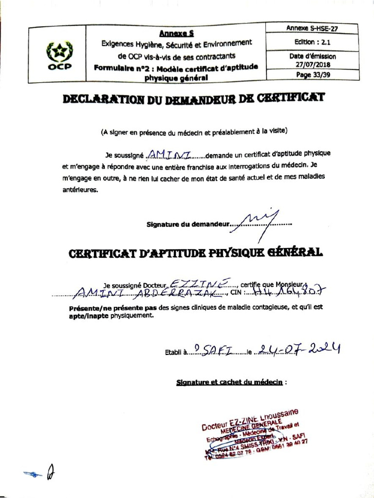 APTITUDE PHYSIQUE HH16807 | PDF