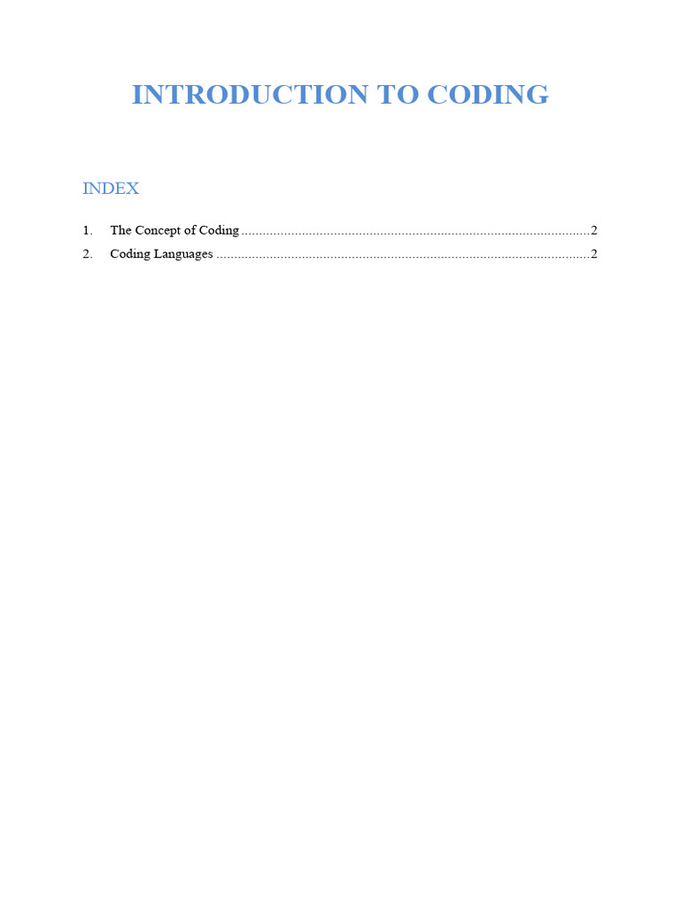 COURSE CONTENT - Introduction To Coding | PDF