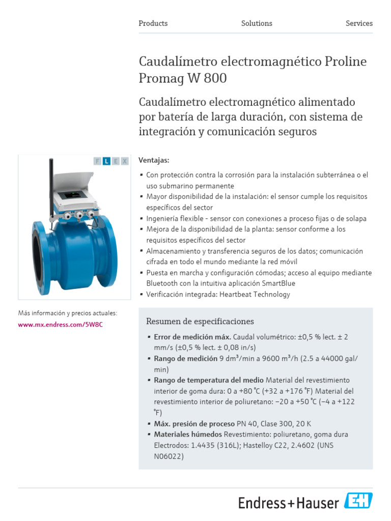 Endress-Hauser Proline Promag W 800 5W8C ES | PDF | Sensor | Medición ...