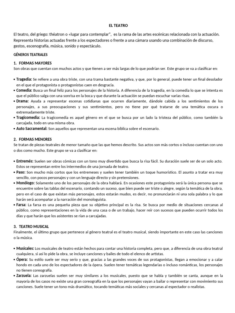 El Teatro | PDF | Teatro | Comedia