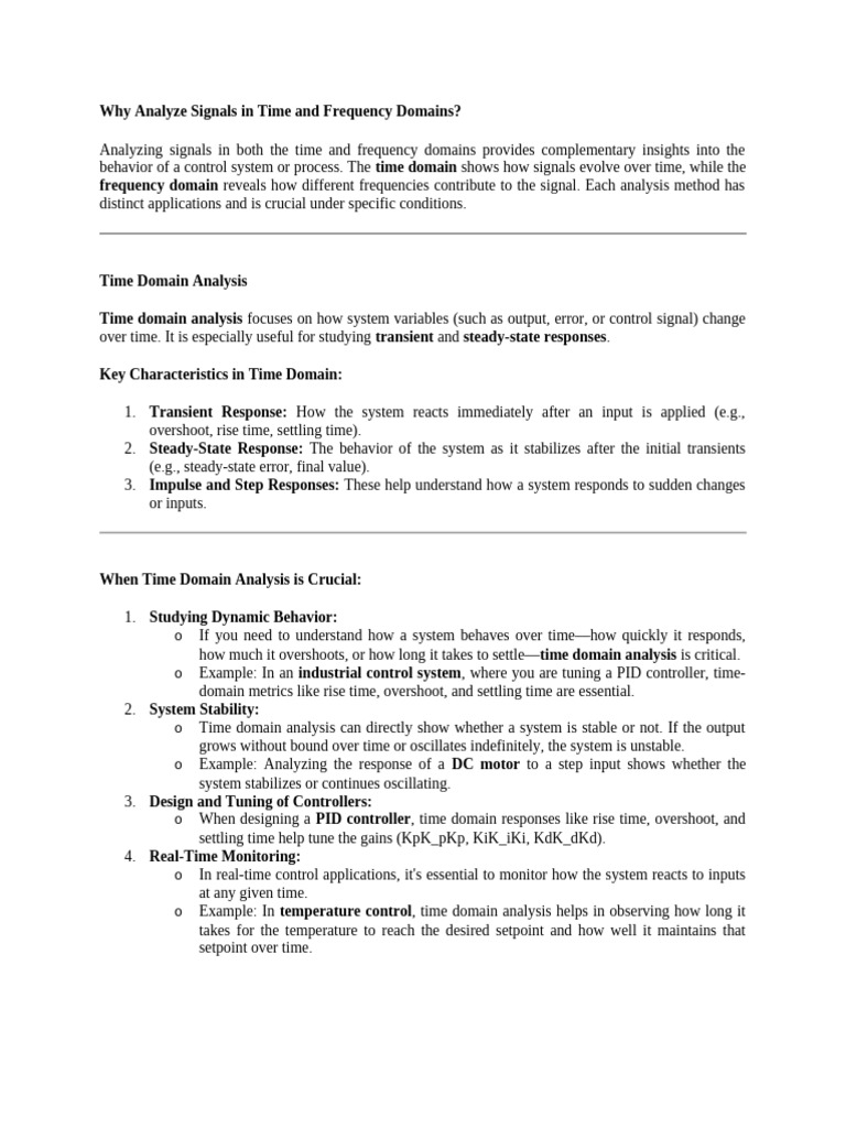 Lecture 5 - Why Analyze Signals in Time and Frequency Domains | PDF | Control Theory | Resonance