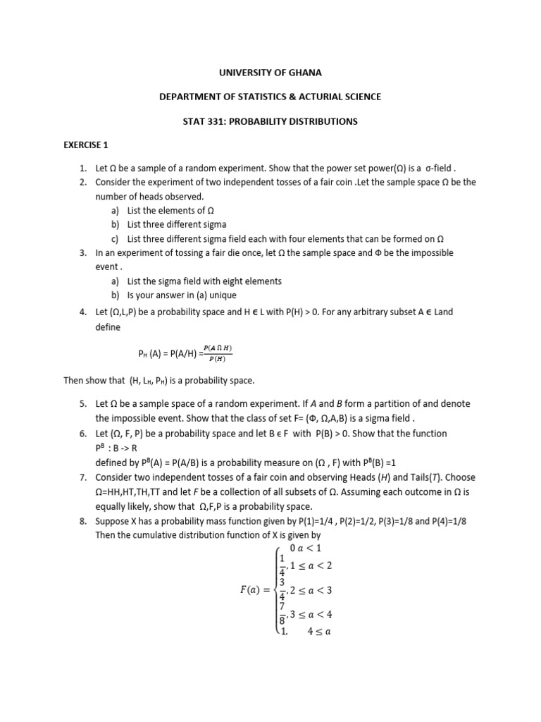 Probability Distribution Statistics Pdf Probability Distribution
