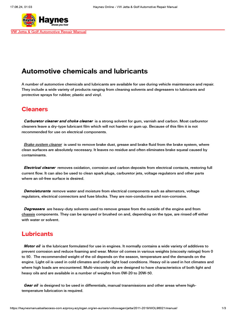 0 General Information 9 Automotive Chemicals and Lubricants | PDF ...