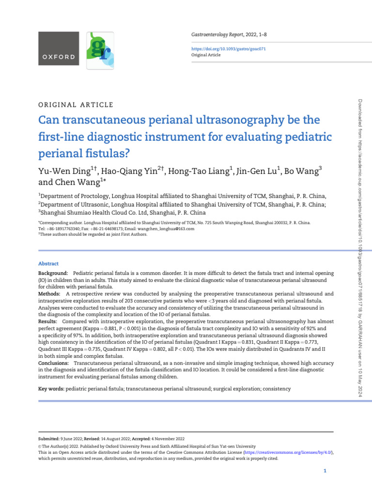 Can Transcutaneous Perianal Ultrasonography Be The | PDF | Medical ...