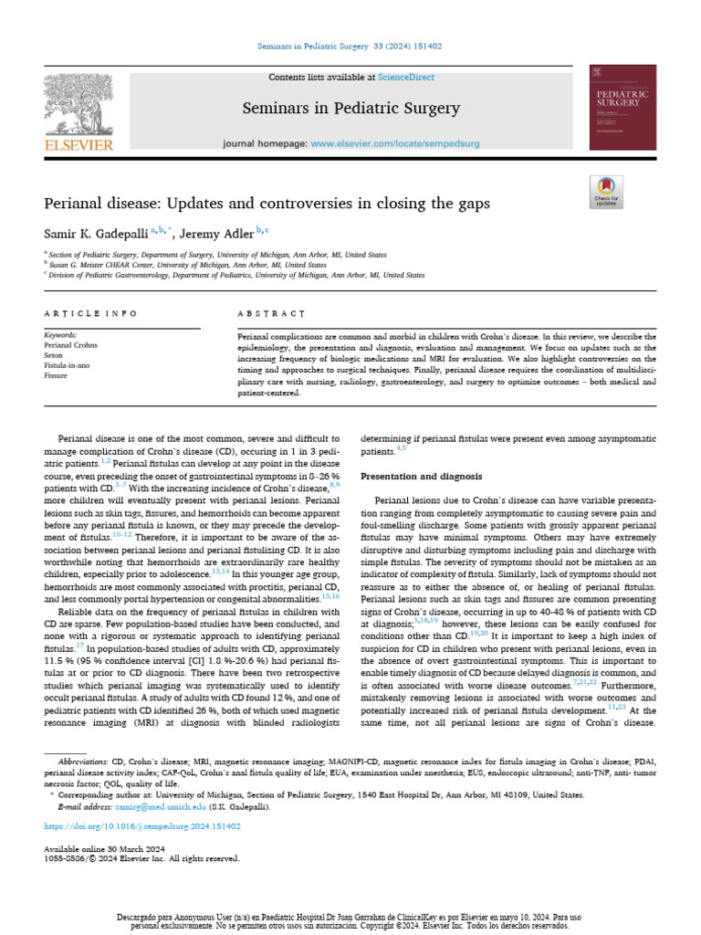 Perianal Disease Updates and Controversies in Closing The Gaps | PDF ...