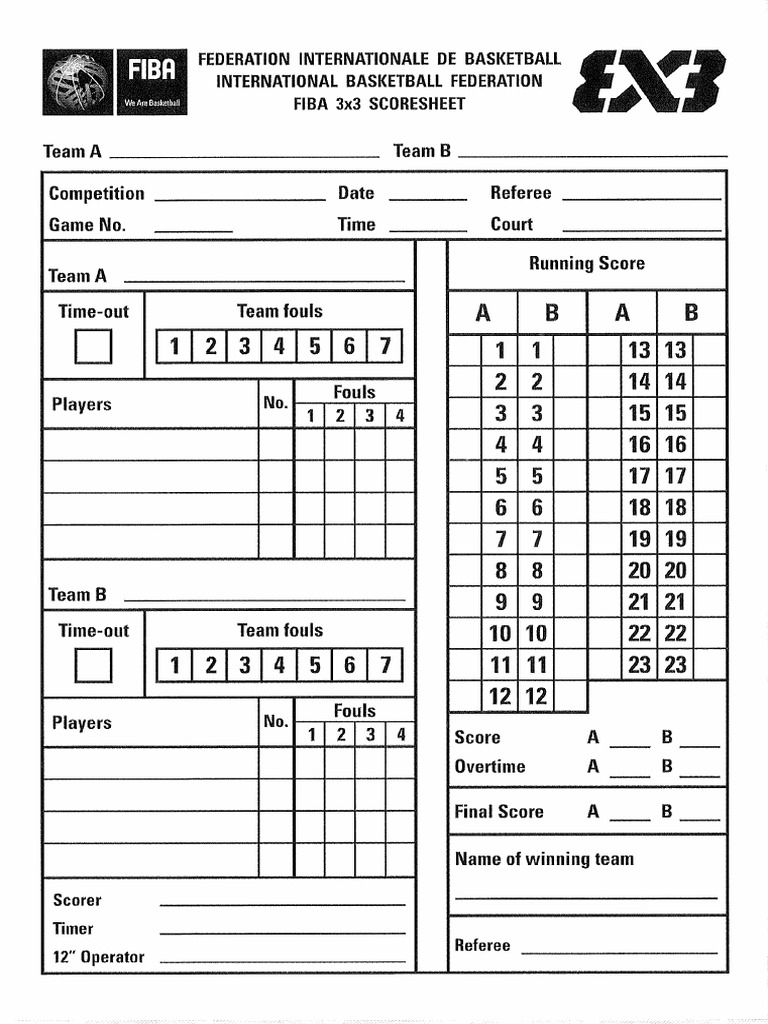 3x3 Scoresheet | PDF