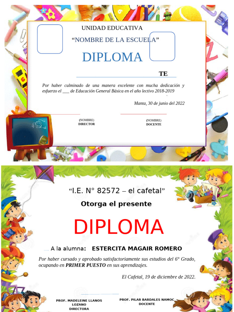 Diplomas Editables para Educación Básica | PDF