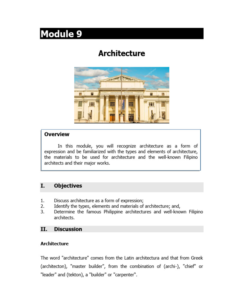 Arts 1100 Module-9 - Architecture | PDF | Composition (Visual Arts) | Concrete