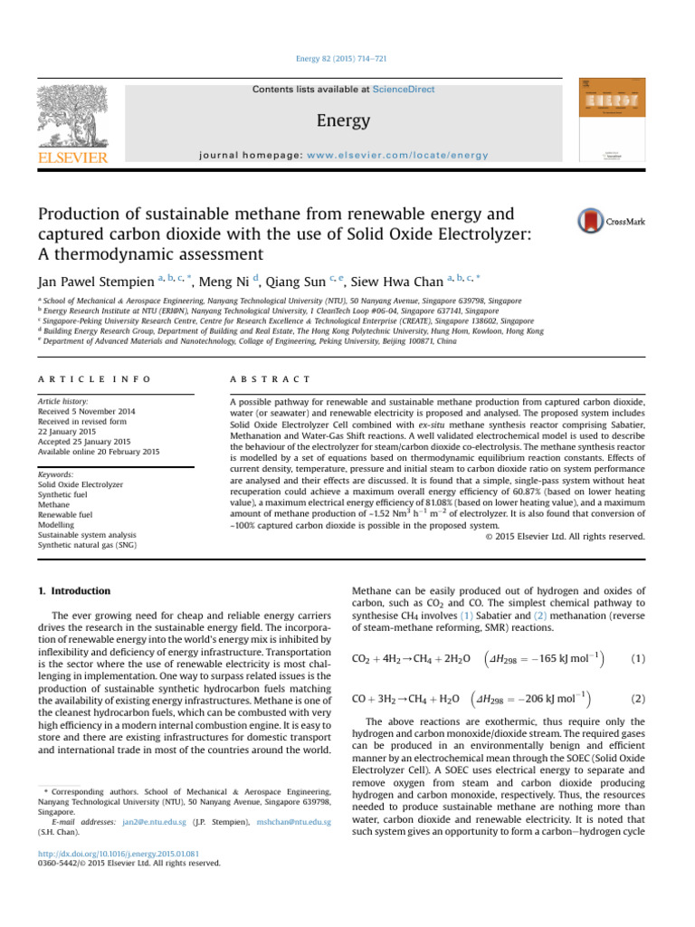 Energy: Jan Pawel Stempien, Meng Ni, Qiang Sun, Siew Hwa Chan | PDF ...