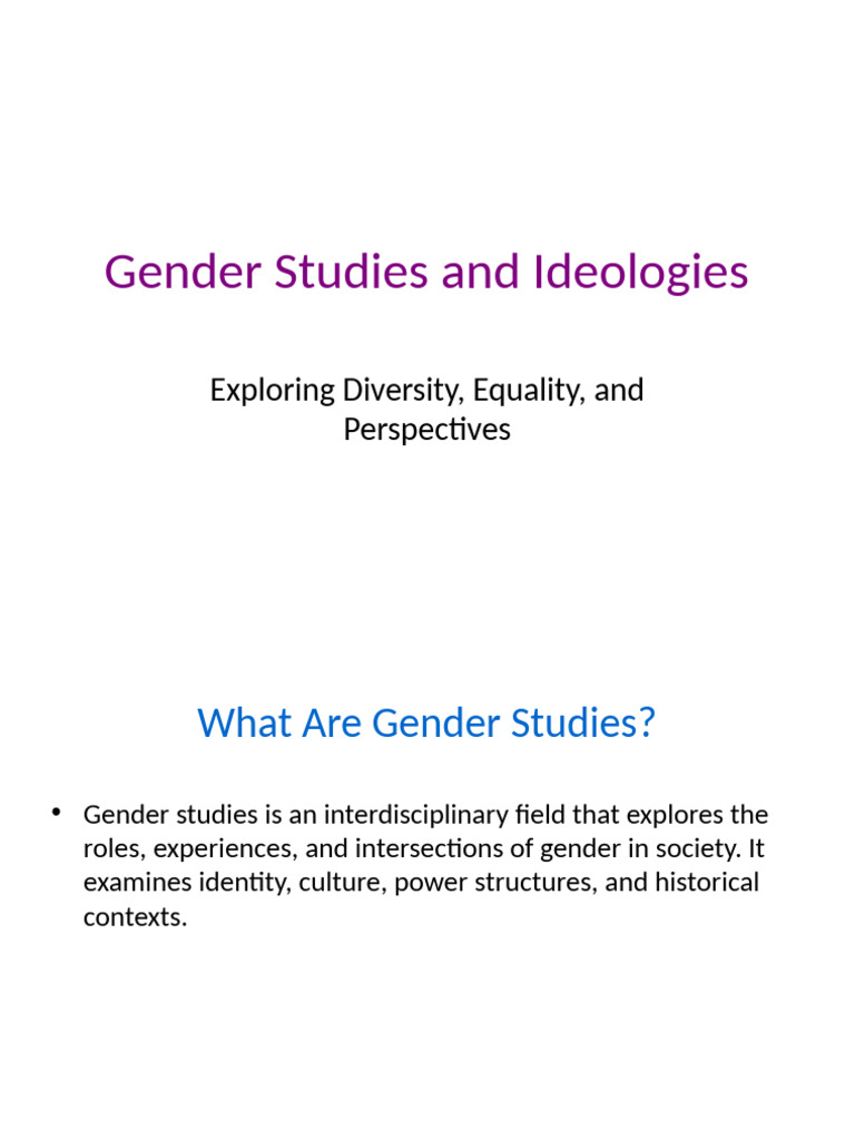 Gender Studies: Concepts & History | PDF