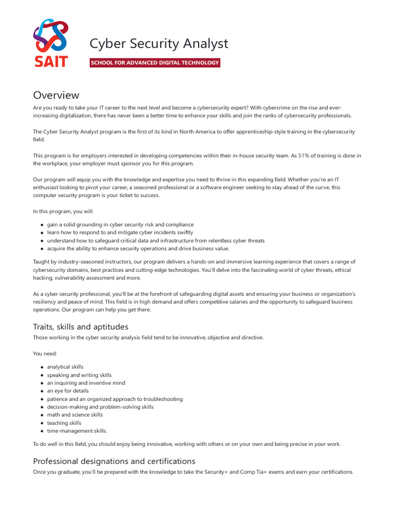 Cyber Security Analyst | PDF | Computer Security | Security