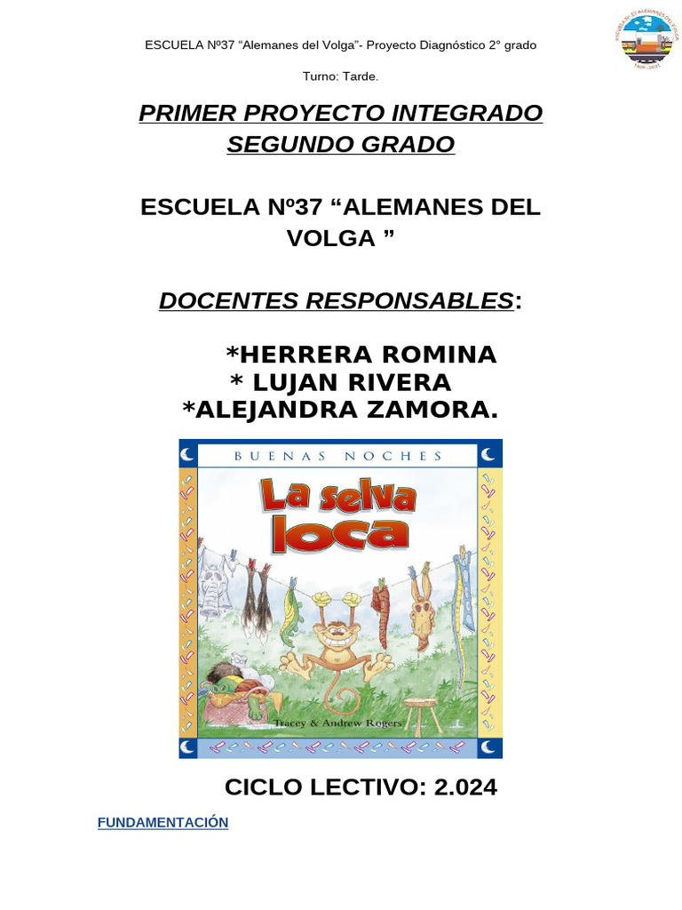 PRIMER PROYECTO INTEGRADO DE LENGUA 2º B esc 37 final. | PDF ...