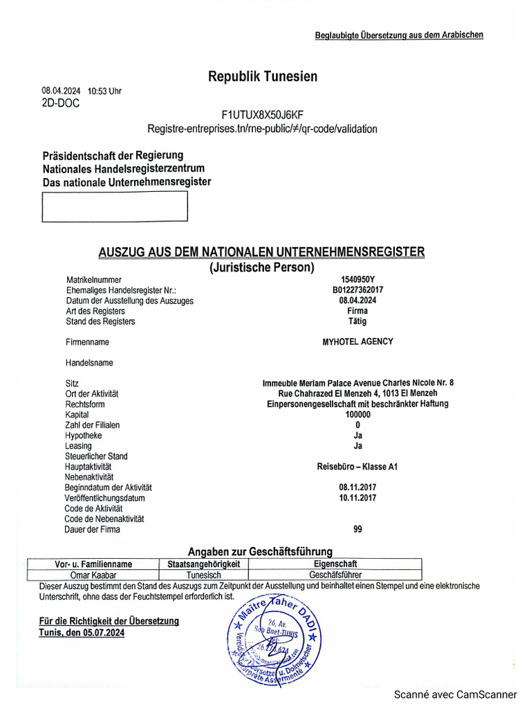 Auszug Aus Dem Nationalen Unternehmensregister | PDF